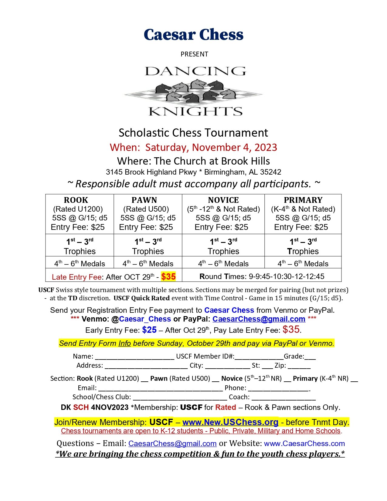 Dancing Knights Scholastic 2023 - Caesar Chess