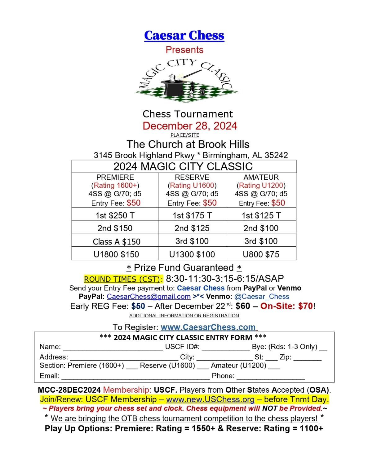 Magic City Classic 2024 - Caesar Chess